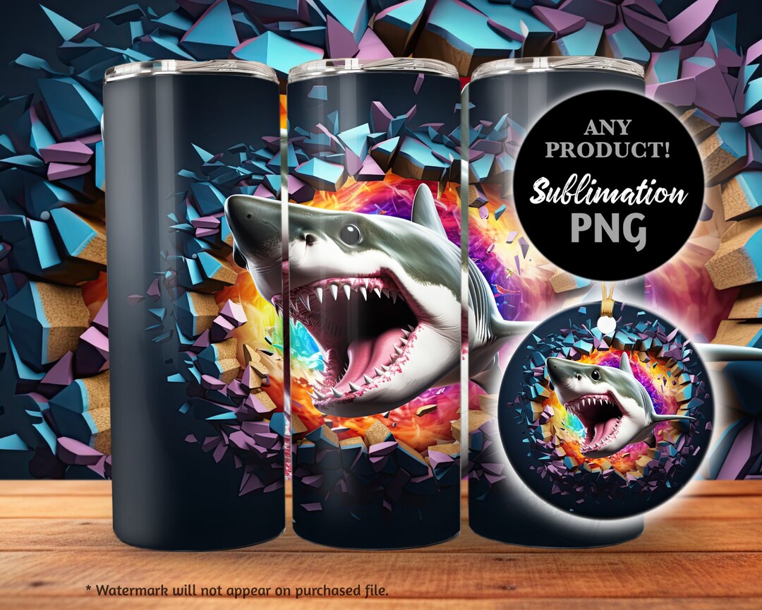 Hole in a Wall 3D Shark Tumbler Wrap PNG for Sublimation 20 - Etsy