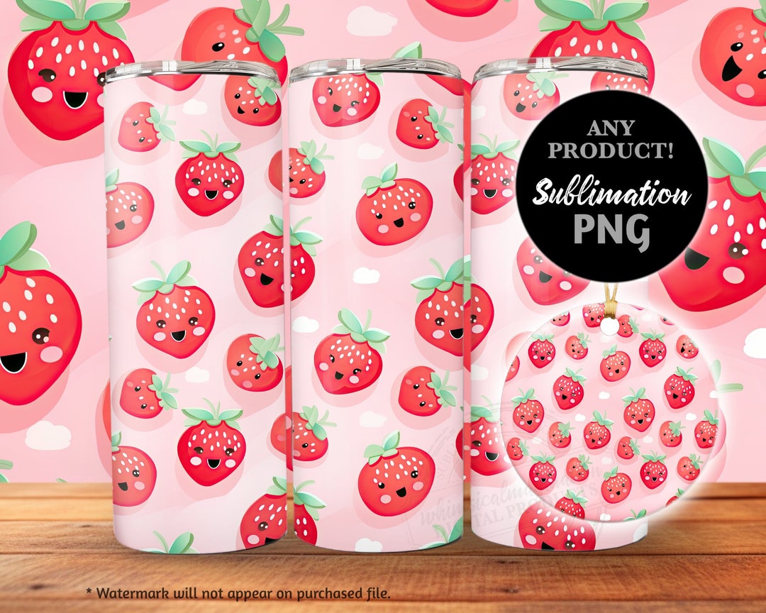 Cute Strawberry Pattern Tumbler Wrap PNG for Sublimation, 20 Oz 30 Oz ...
