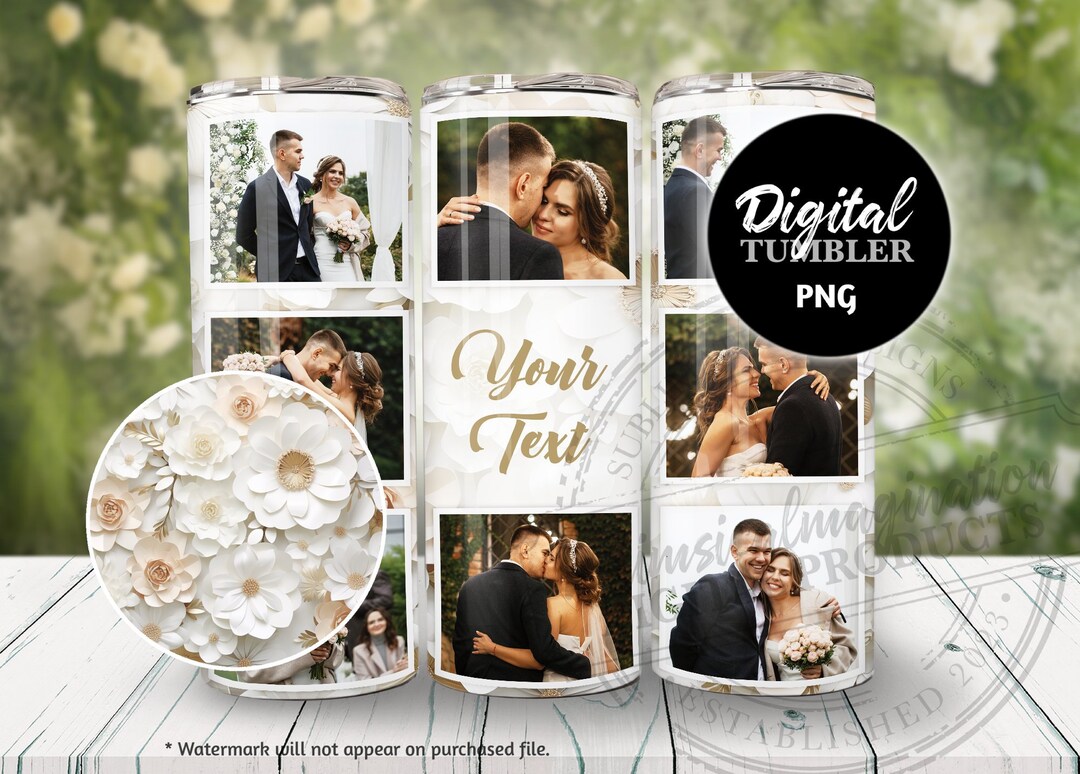 Beautiful Wedding Photo Collage 20oz Tumbler Wrap PNG for Sublimation ...