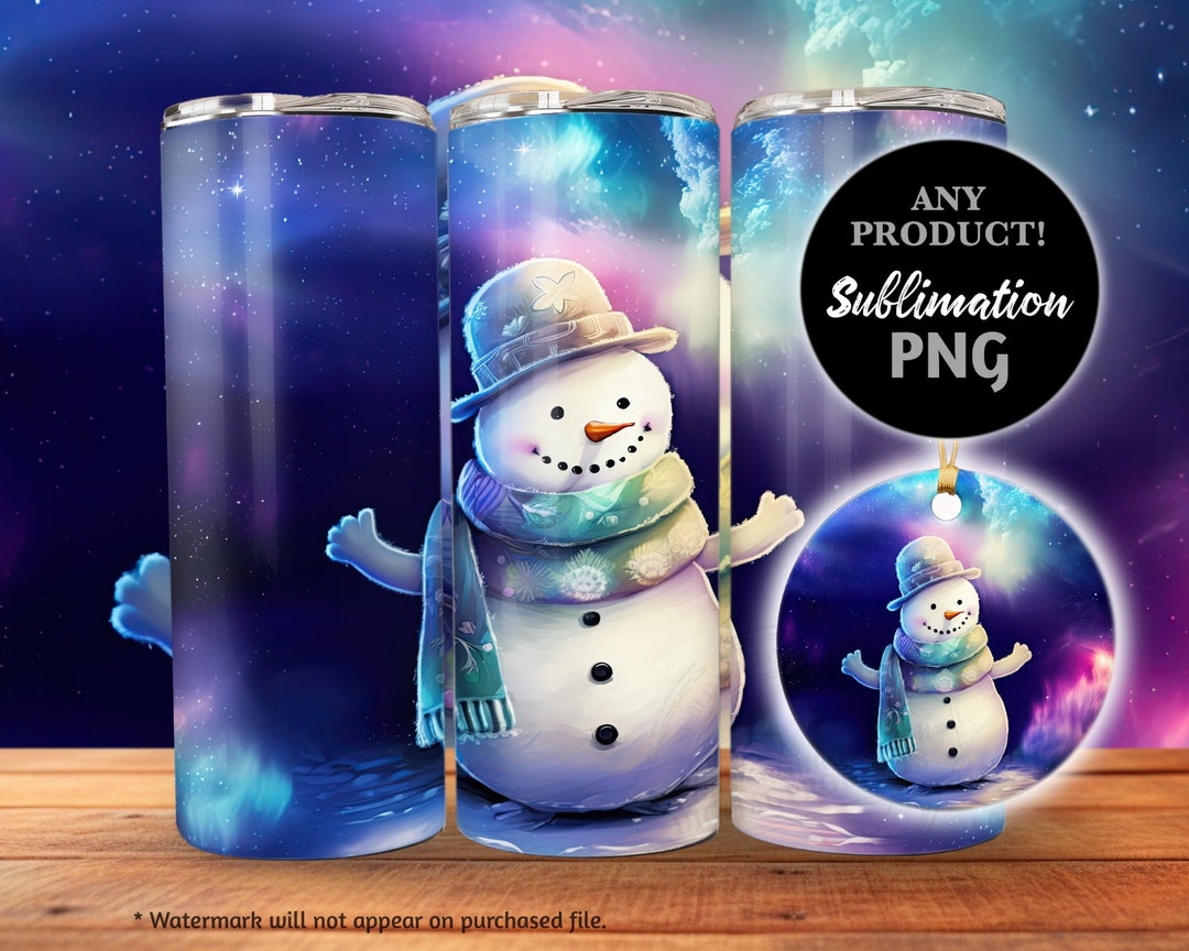Alcohol Ink Snowman Tumbler Wrap PNG for Sublimation, 20 Oz 30 Oz ...