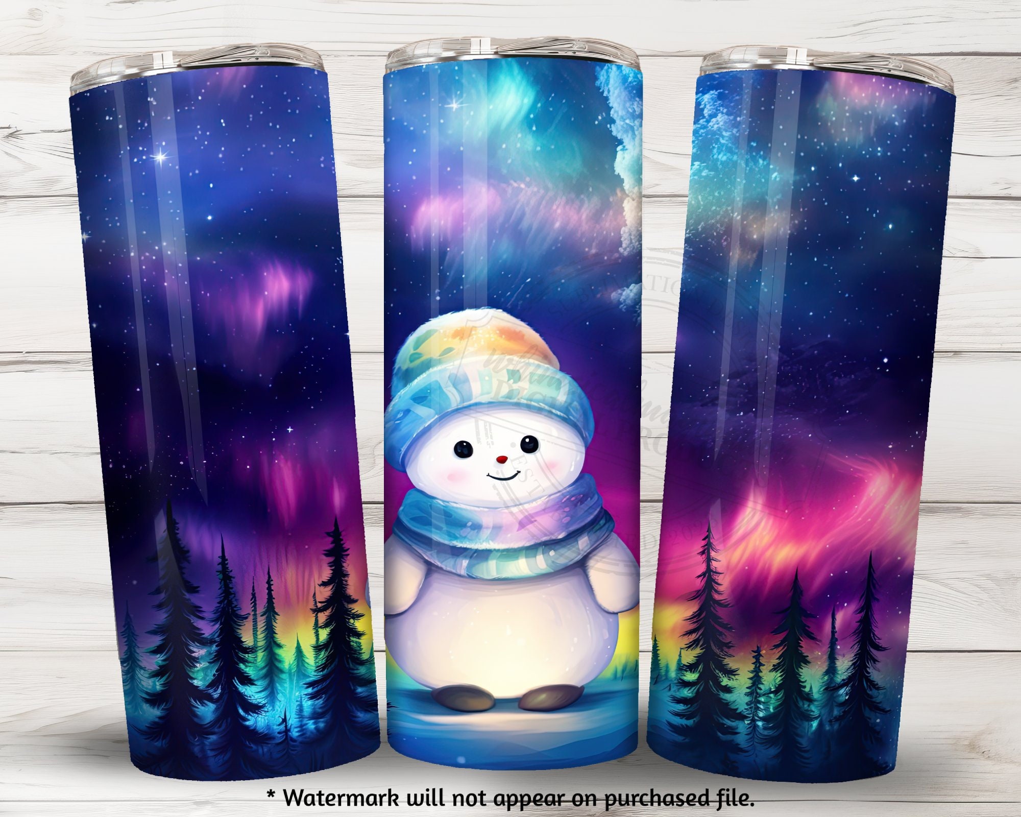 Alcohol Ink Snowman Tumbler Wrap PNG for Sublimation, 20 Oz 30 Oz ...