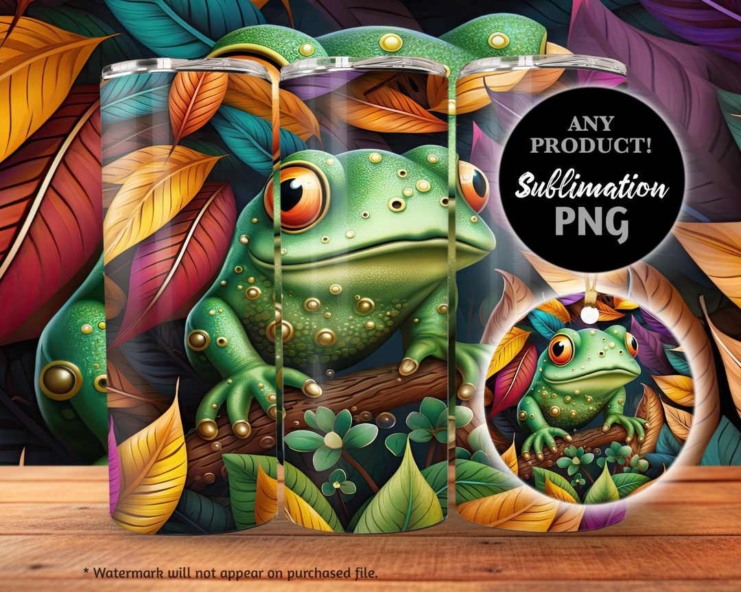 Colorful Fall Cute Frog Tumbler Wrap PNG for Sublimation, 20 Oz 30 Oz ...