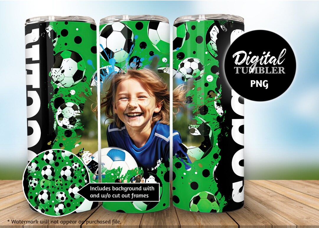 Team Soccer Player Photo 20oz Tumbler Wrap PNG for Sublimation Straight ...