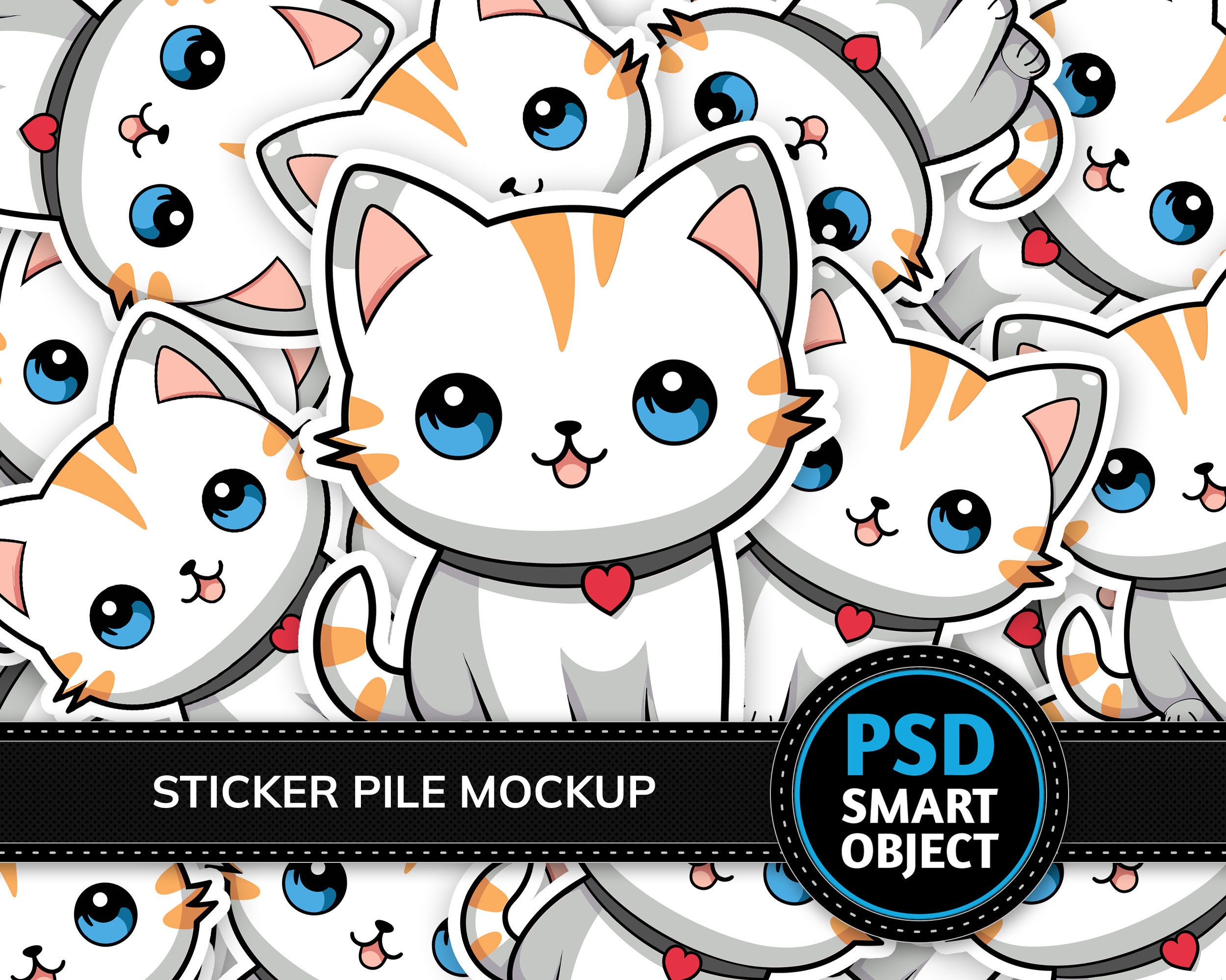 Sticker Pile Mockup PSD Professional Photoshop Template, Smart Object ...
