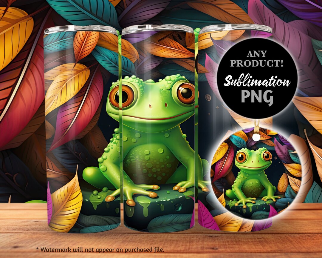 Colorful Fall Cute Frog Tumbler Wrap PNG for Sublimation, 20 Oz 30 Oz ...