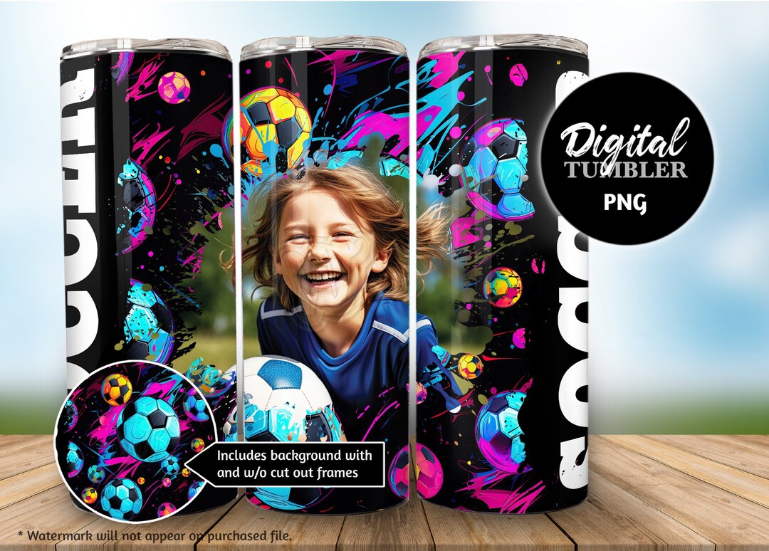Team Soccer Player Photo 20oz Tumbler Wrap PNG for Sublimation Straight ...