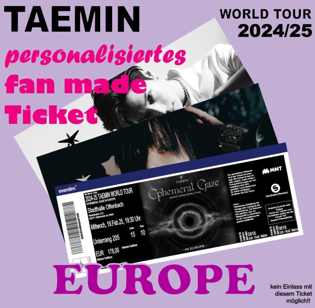 Taemin Fanmade Ticket World Tour 2024/2025 Europe Ephemeral Gaze - Etsy