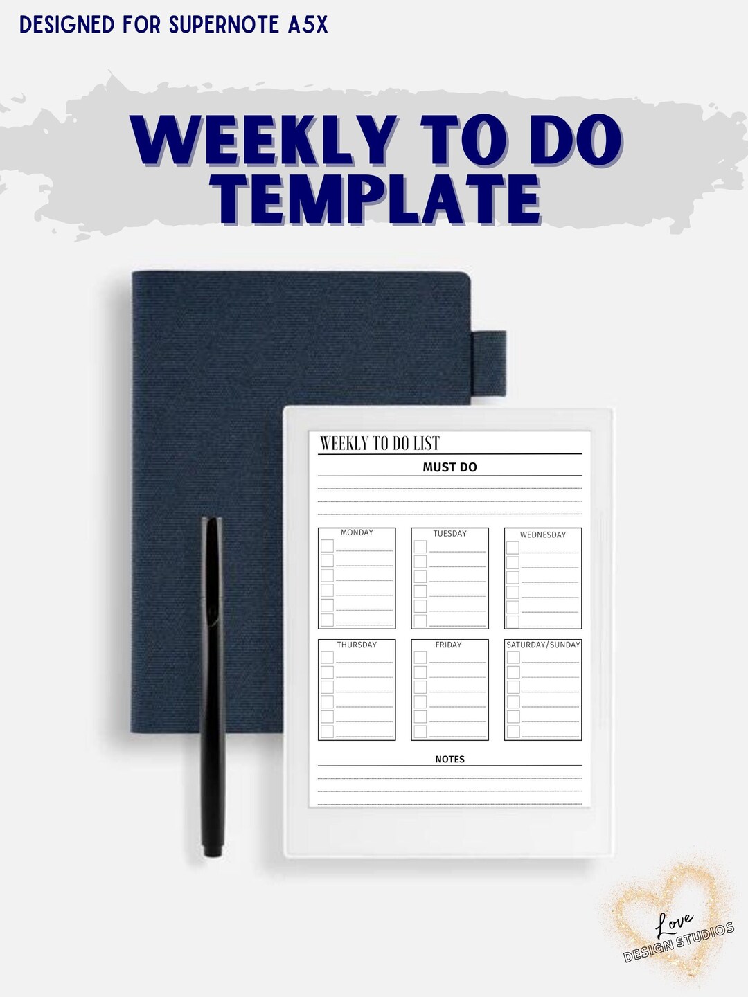 Full Week to Do List Supernote Template - Etsy