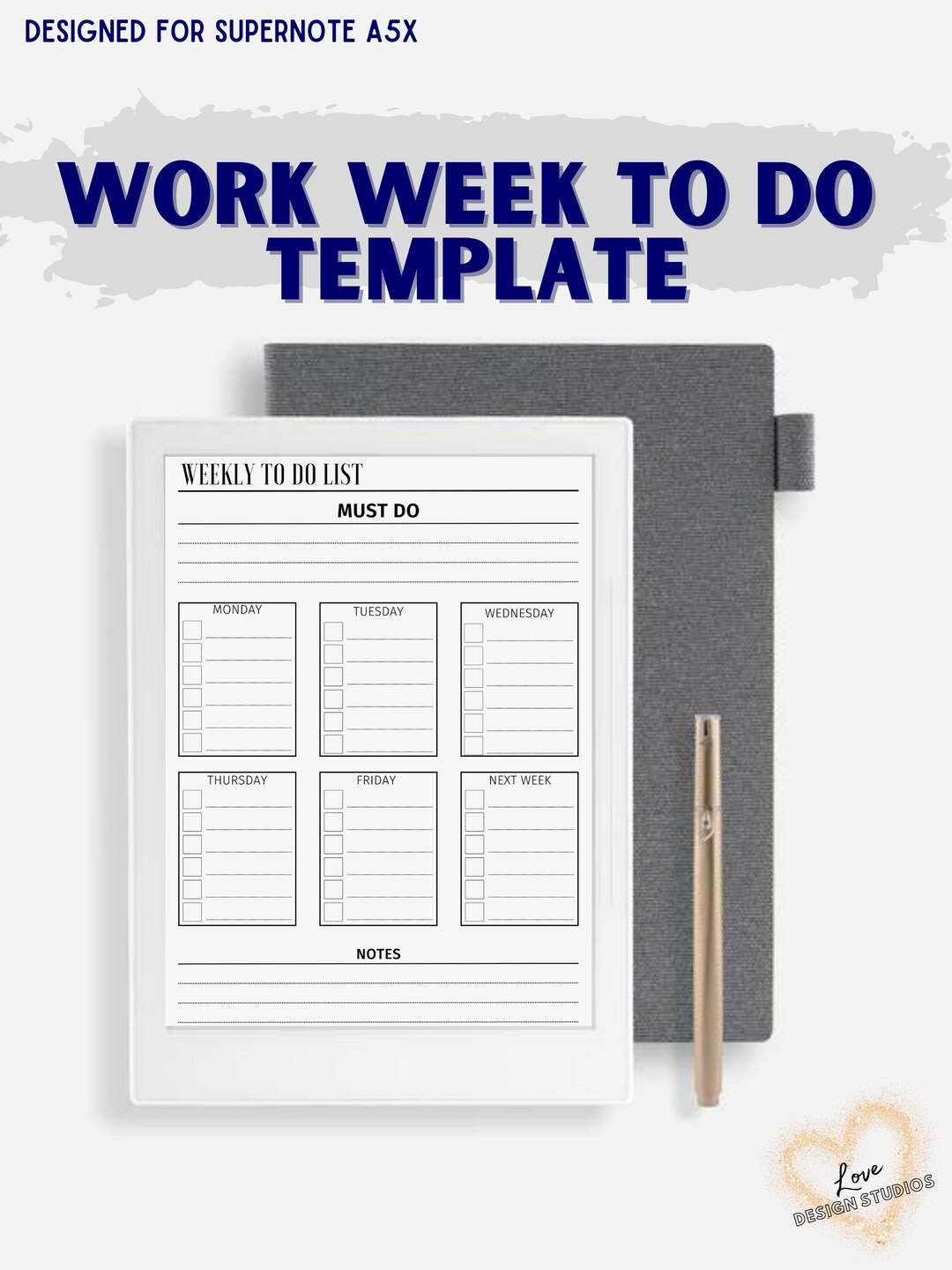 5 Day To-do List Supernote Template - Etsy