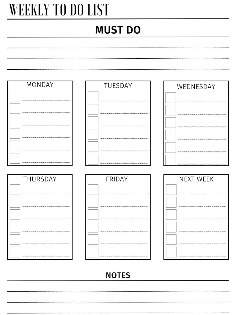 5 Day To-do List Supernote Template - Etsy
