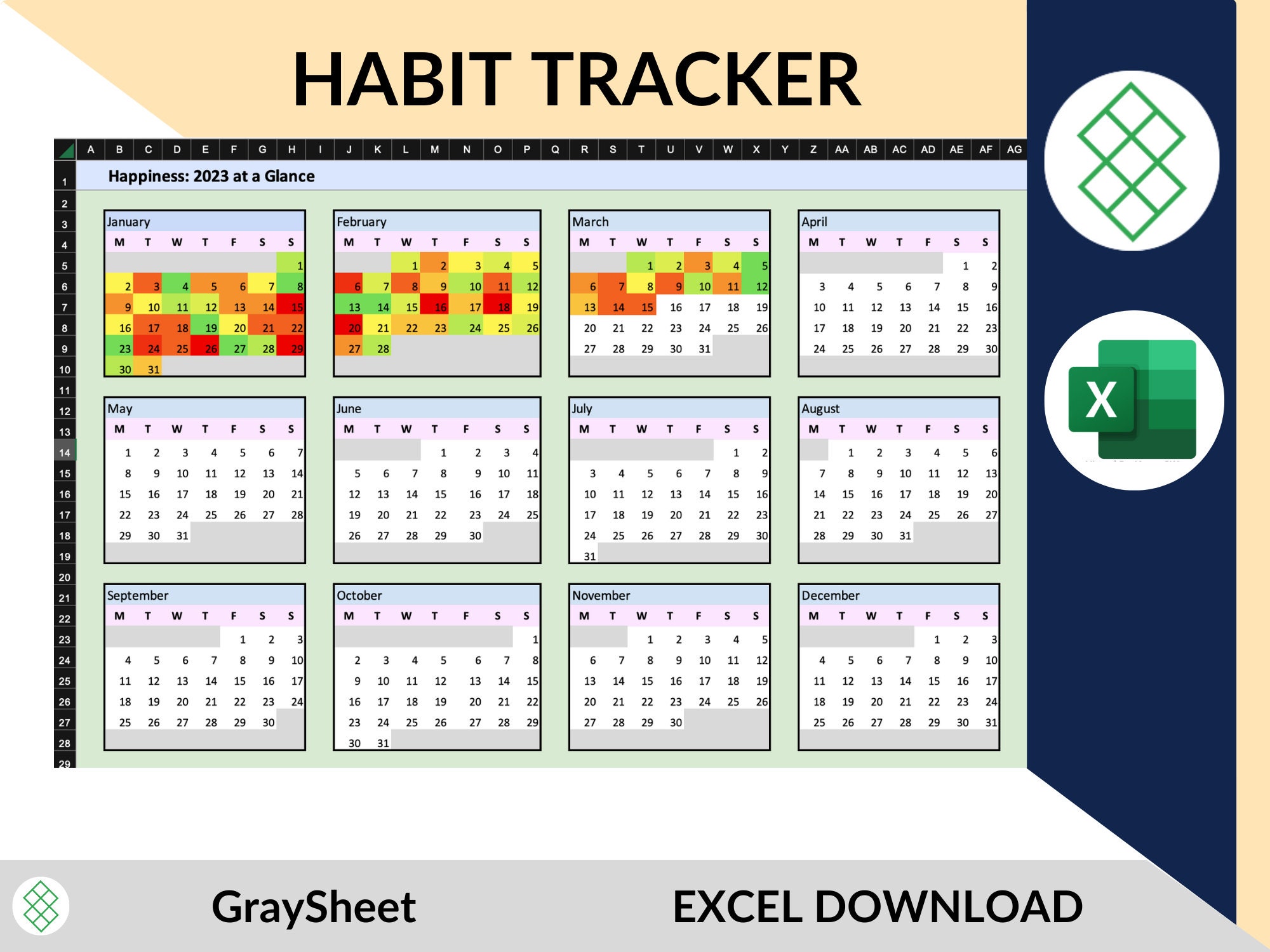 Daily Habit Tracker | Habit Excel Spreadsheet | Excel Tracker | Excel ...