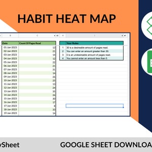 Daily Habit Tracker Spreadsheet | Habit Heat Map Spreadsheet | Annual ...