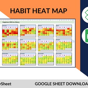 Daily Habit Tracker Spreadsheet | Habit Heat Map Spreadsheet | Annual ...