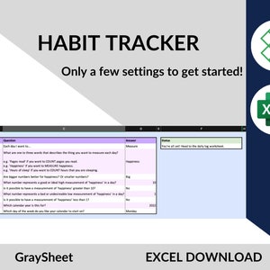 Daily Habit Tracker | Habit Excel Spreadsheet | Excel Tracker | Excel ...