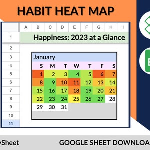 Daily Habit Tracker Spreadsheet | Habit Heat Map Spreadsheet | Annual ...