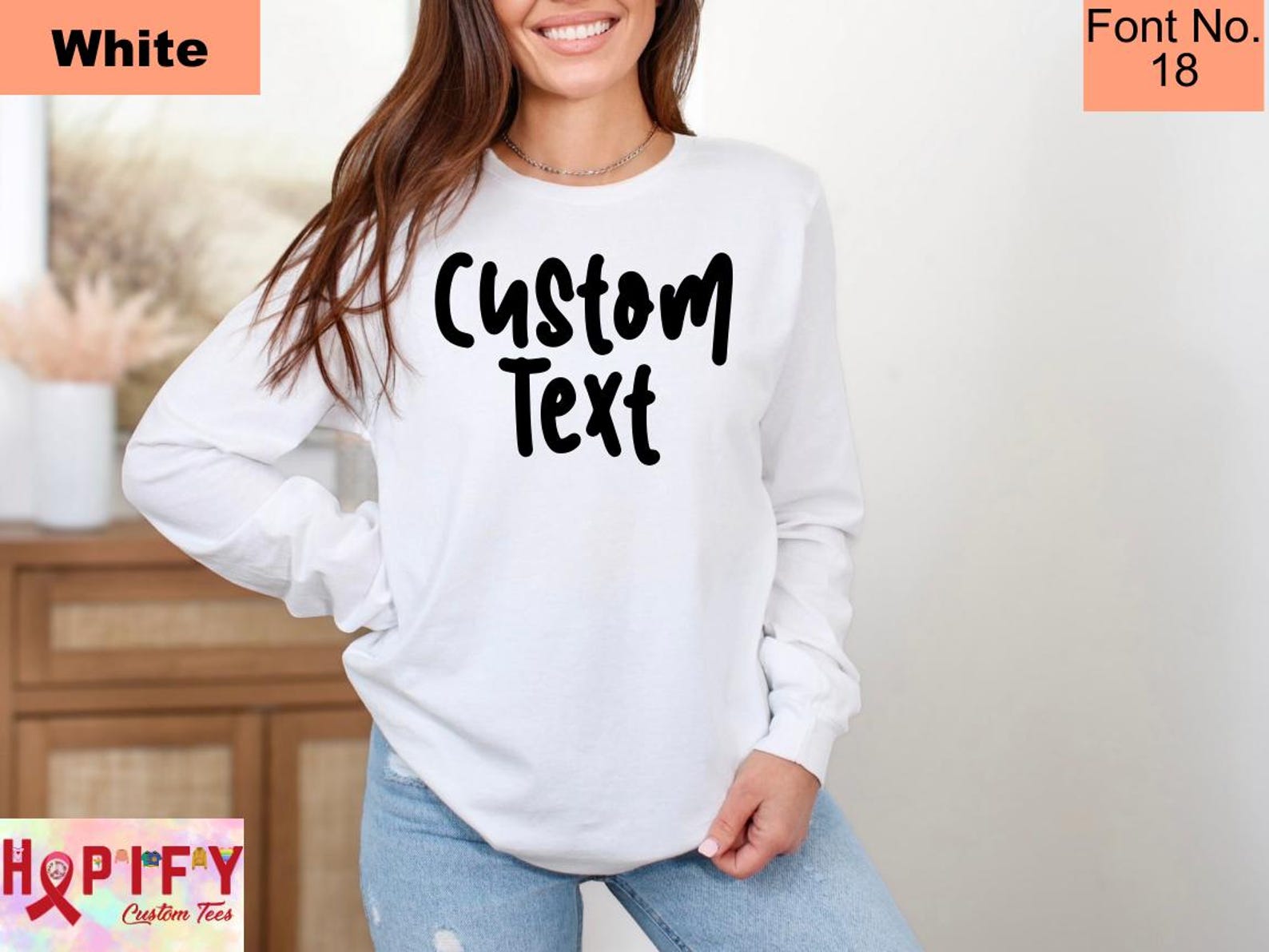 Custom Long Sleeve Shirt, Personalized Long Sleeve Shirt, Custom Text ...