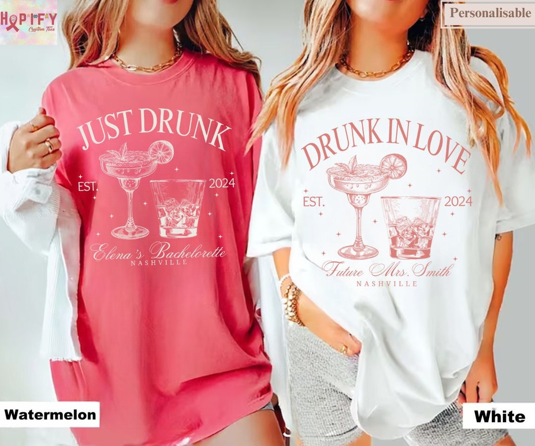 Luxury Bachelorette Merch Drunk in Love Bachelorette Party Shirts ...