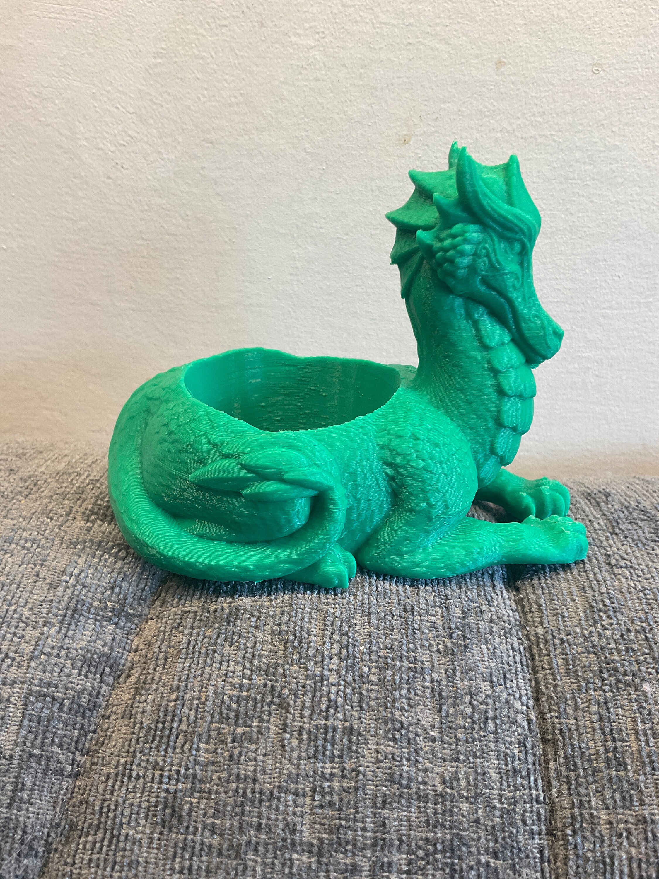 3D Printed Realistic Dragon Flower Pot - Green and Green and Blue ...