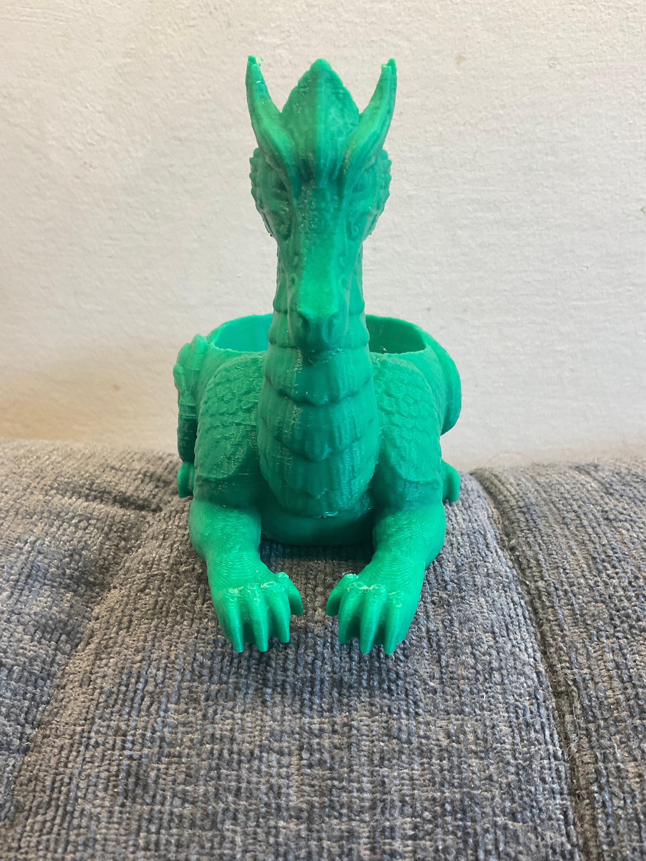 3D Printed Realistic Dragon Flower Pot - Green and Green and Blue ...