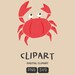 Crab Sticker Vacation Clipart Beach Clipart Summer Clipart - Etsy