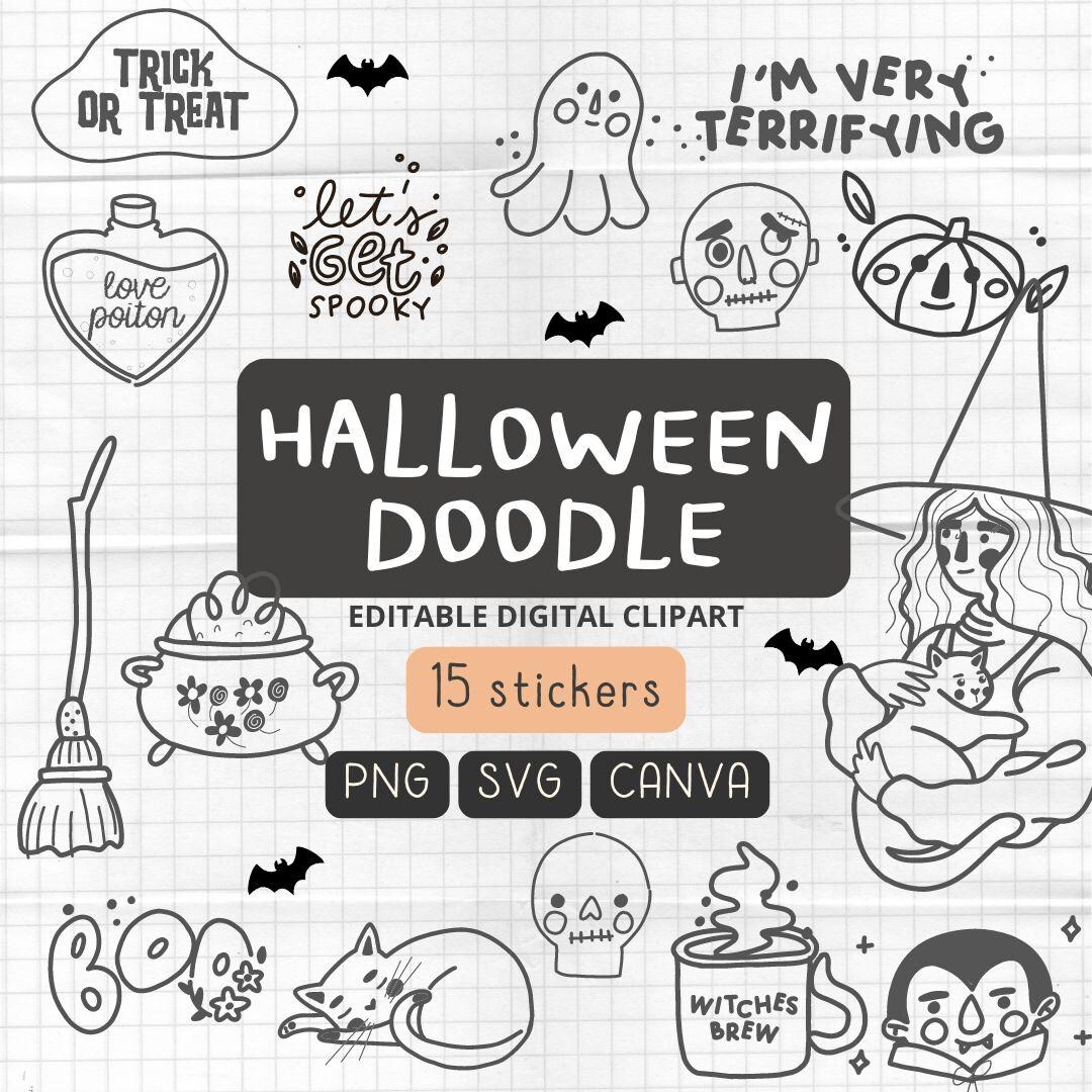 Halloween Icons | Doodle Set, Digital Clipart for Planner, Set for ...