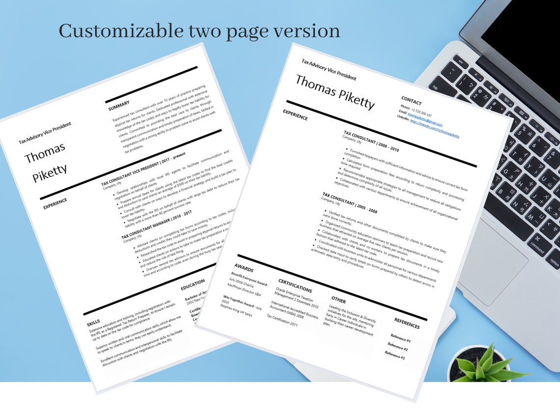 Modern Executive Resume Template, Professional Resume, CV Template ...