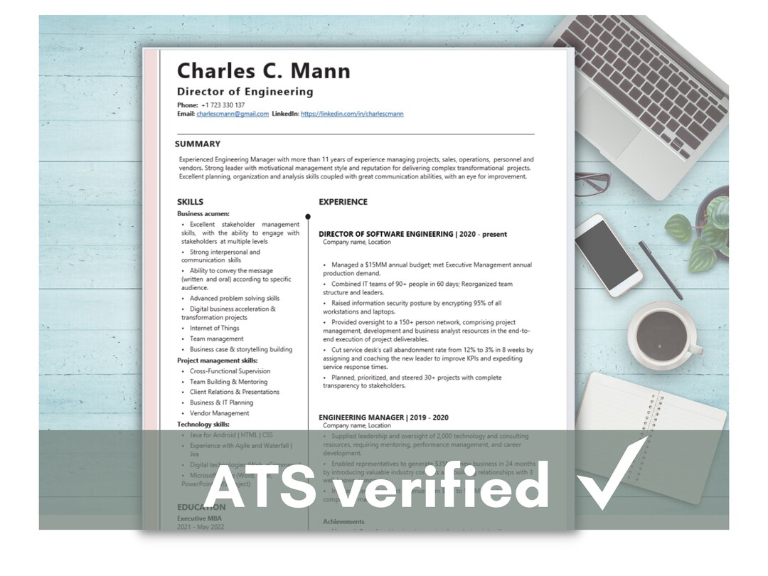 Software Engineer Resume Template for Word, Pages, Professional Resume ...