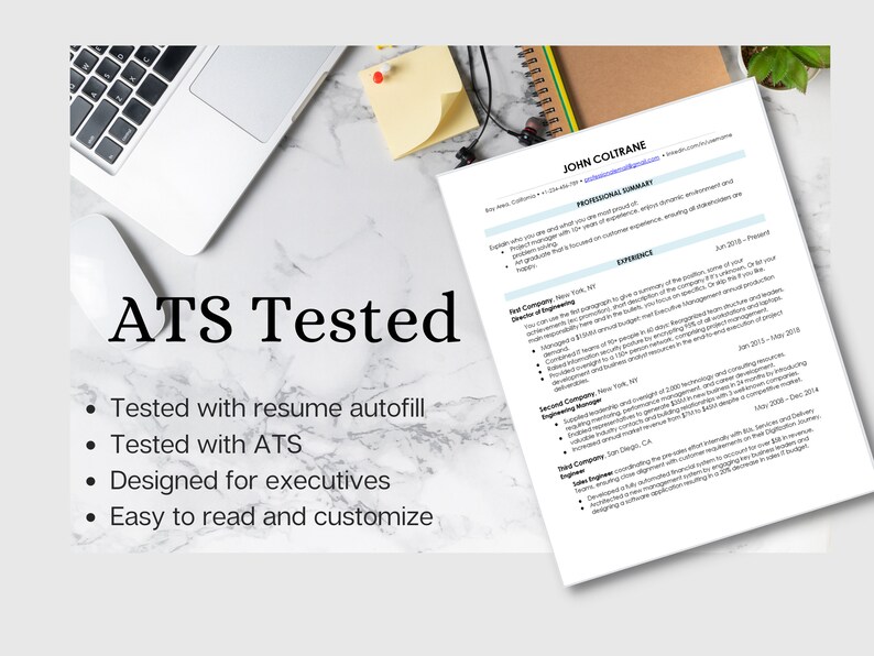 ATS Friendly Resume Template for MS Word and Pages, Director, C Level ...