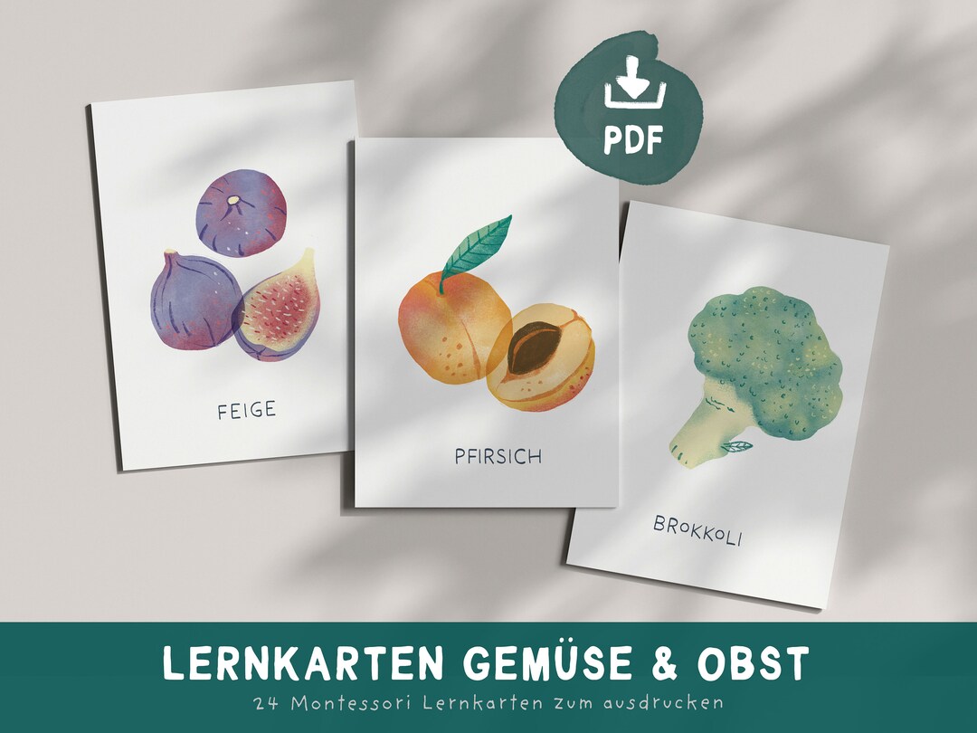 Flashcards Vegetables & Fruit | Montessori Cards to Print Out ...