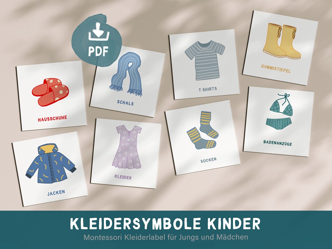 Wardrobe Labels Children, Montessori Organization, Clothing Symbols to ...