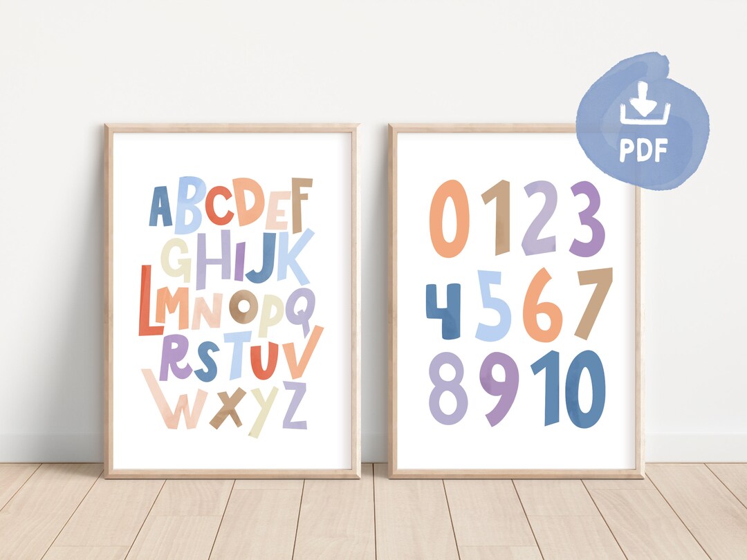 Learning Poster Duo Montessori, Numbers and Letters, Wall Decoration ...