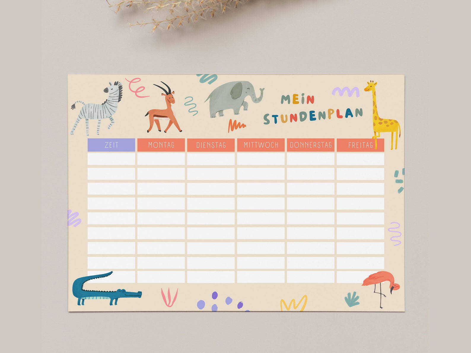 Printable Timetable Template for Kids | Timetable A4 School Safari ...