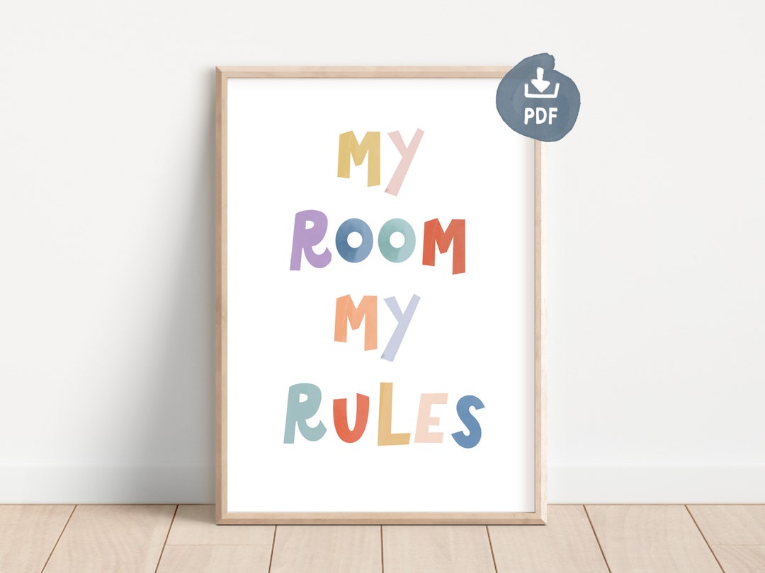 Children's Room Poster Saying my Room My Rules Poster for Kids Gift for ...