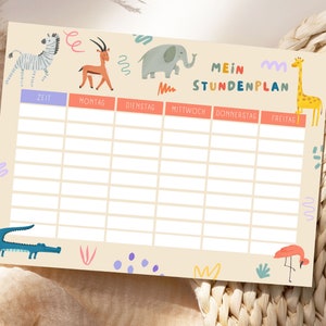 Printable Timetable Template for Kids | Timetable A4 School Safari ...