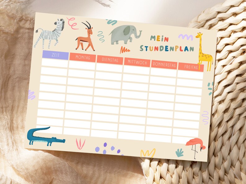 Printable Timetable Template for Kids | Timetable A4 School Safari ...