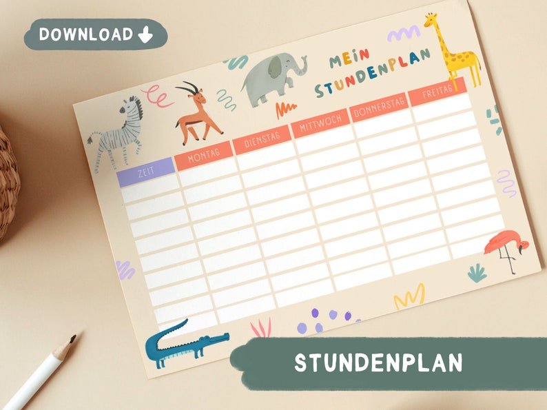 Printable Timetable Template for Kids | Timetable A4 School Safari ...