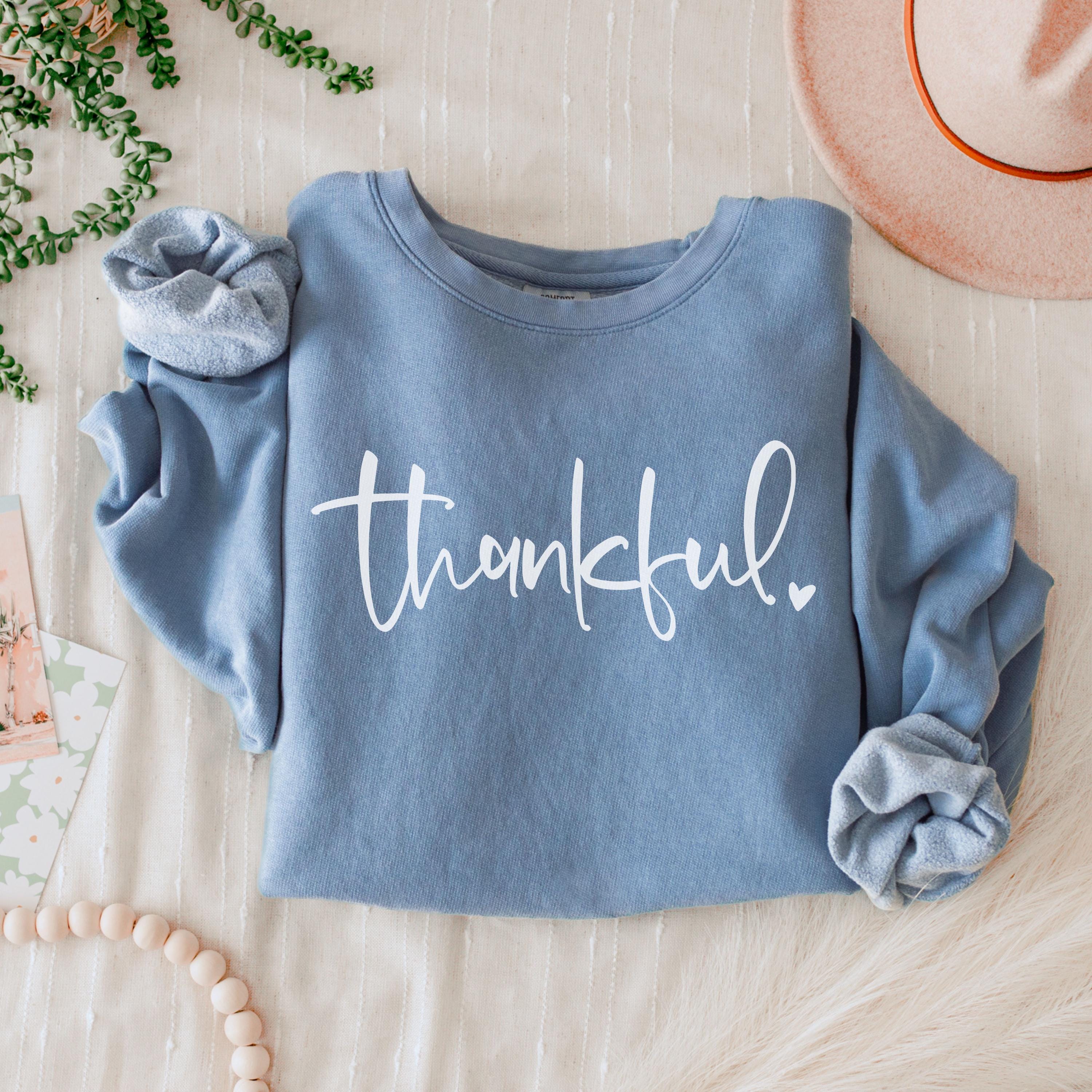 Comfort Colors Thankful Sweatshirt, Thanksgiving Sweater, Thankful ...