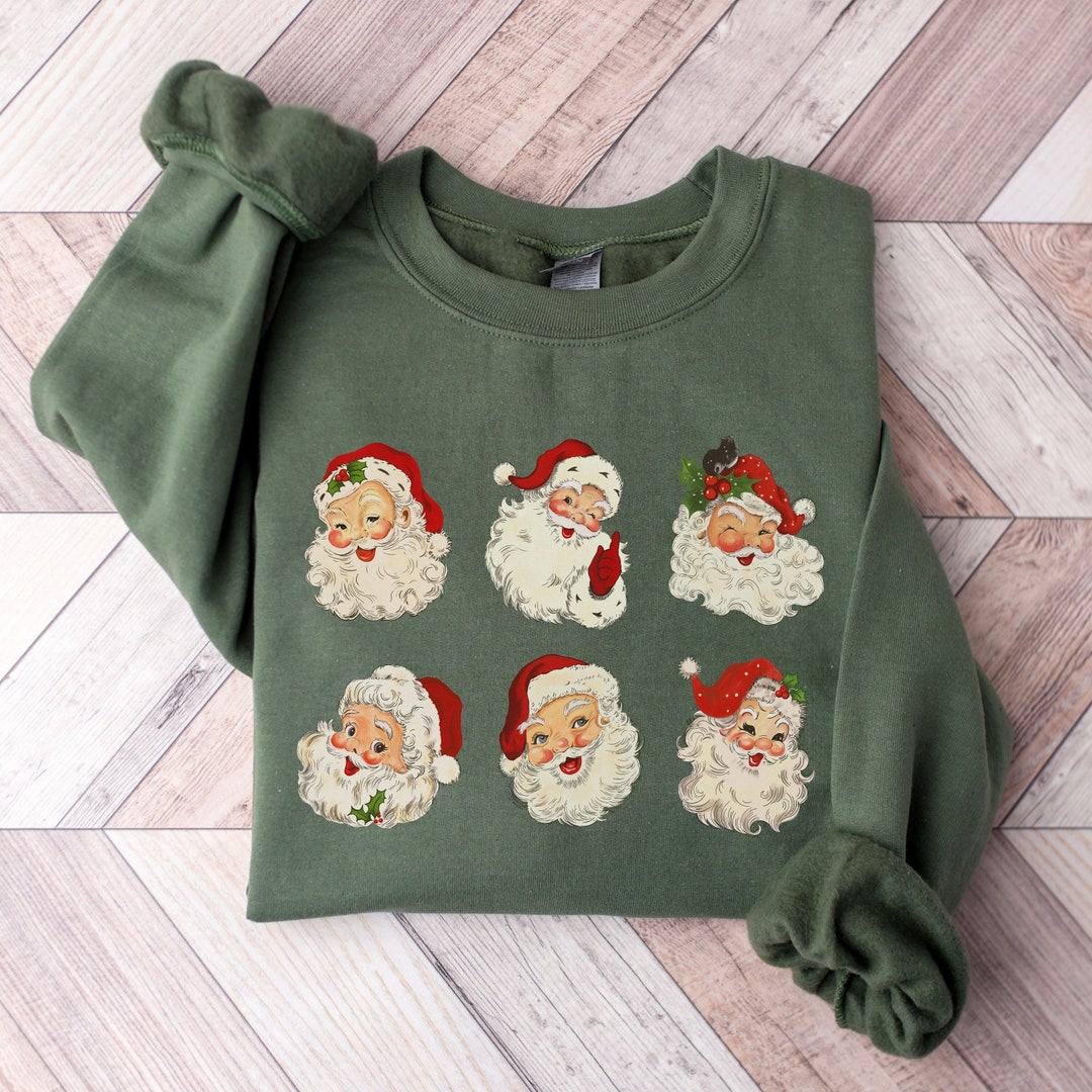 Vintage Santa Claus Christmas Sweatshirt, Retro Santa Sweater, Womens ...