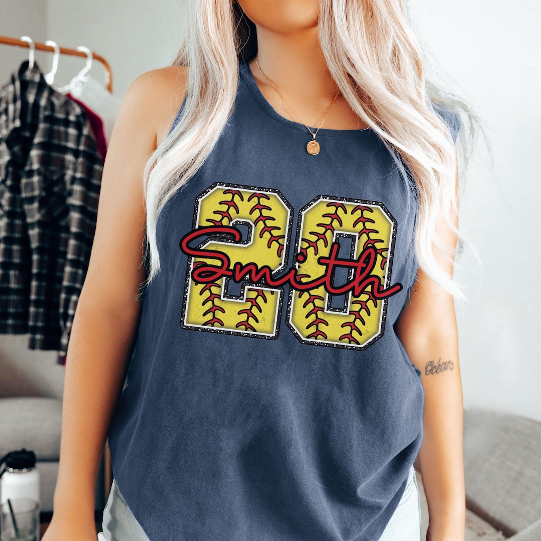 Custom Softball Tank Top, Comfort Colors Softball Number Tank ...