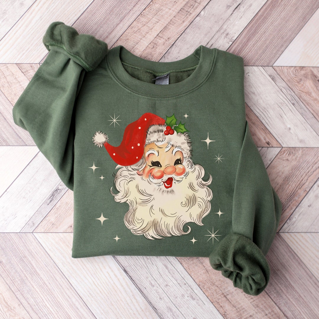 Retro Santa Claus Sweatshirt, Vintage Santa Sweater, Christmas Santa ...
