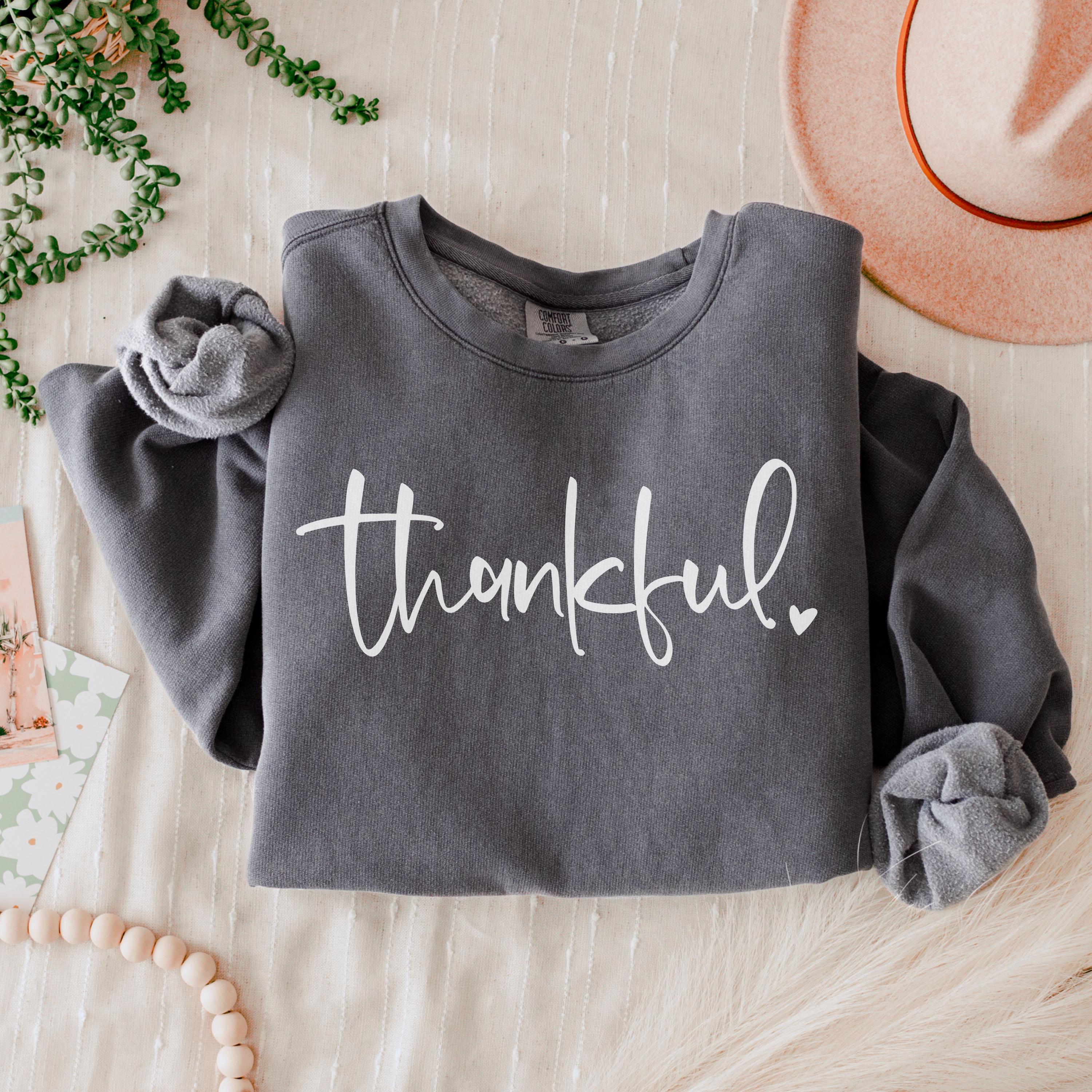 Comfort Colors Thankful Sweatshirt, Thanksgiving Sweater, Thankful ...