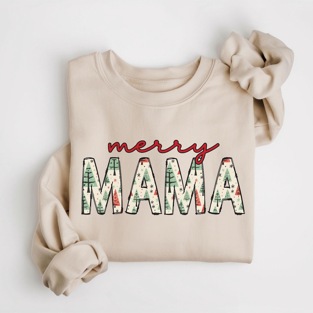 Merry Mama Sweatshirt, Mom Christmas Sweatshirt, Mama Holiday Sweater ...