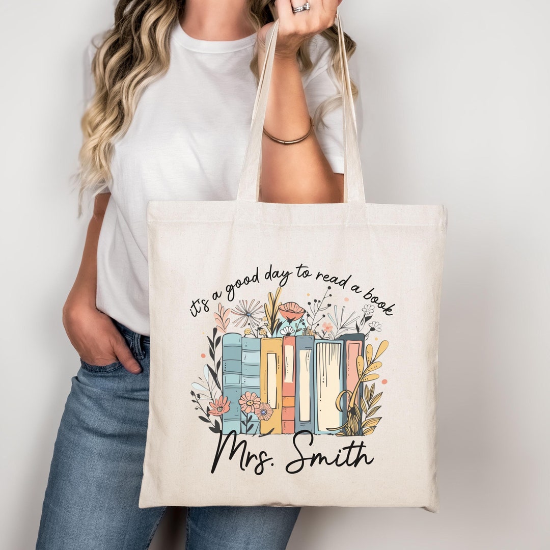 Personalized Librarian Tote Bag, Custom Teacher Bag, Librarian Gift ...