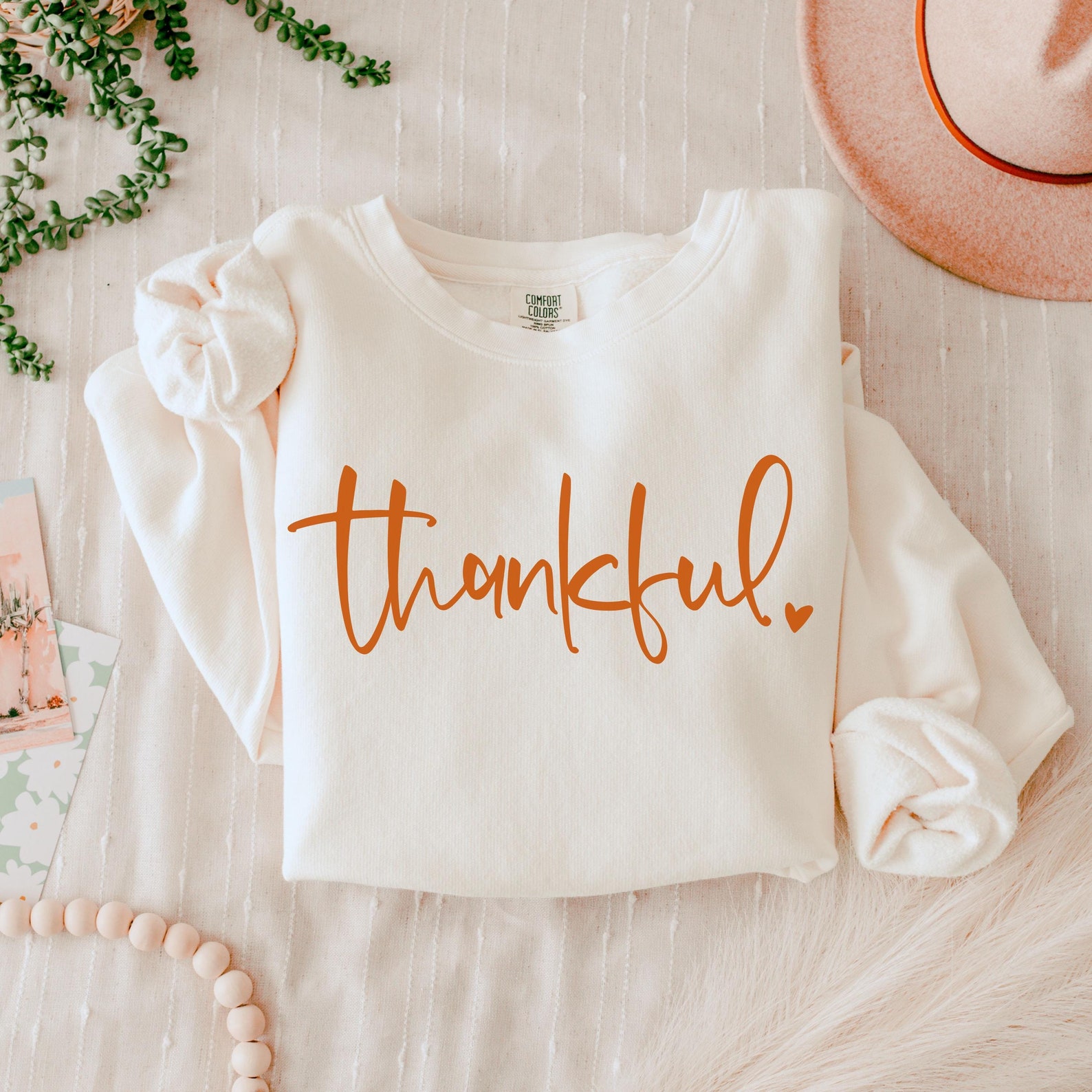 Comfort Colors Thankful Sweatshirt, Thanksgiving Sweater, Thankful ...