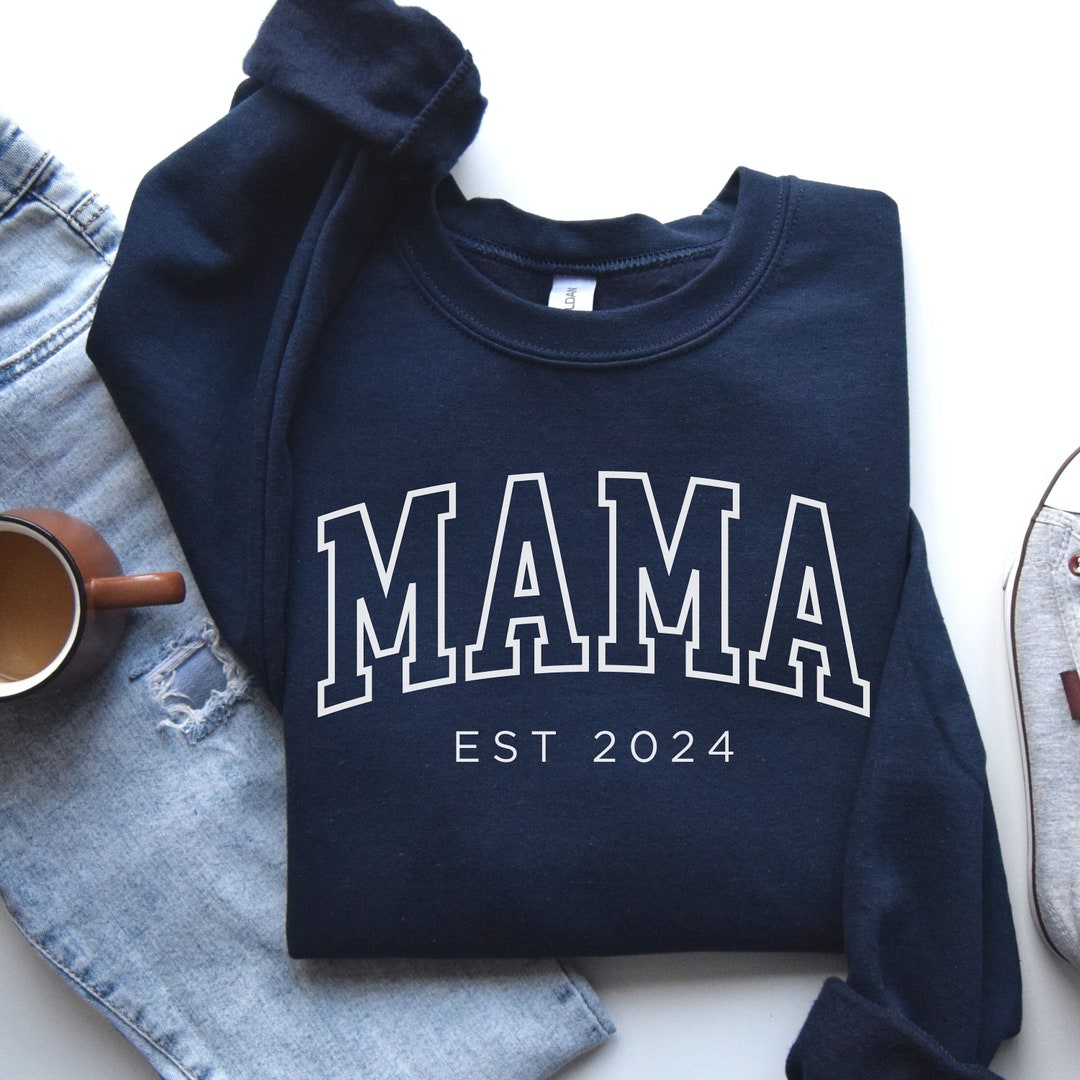 Custom Mom Sweatshirt, Mama Est 2024 Sweatshirt, Gift for Mom ...