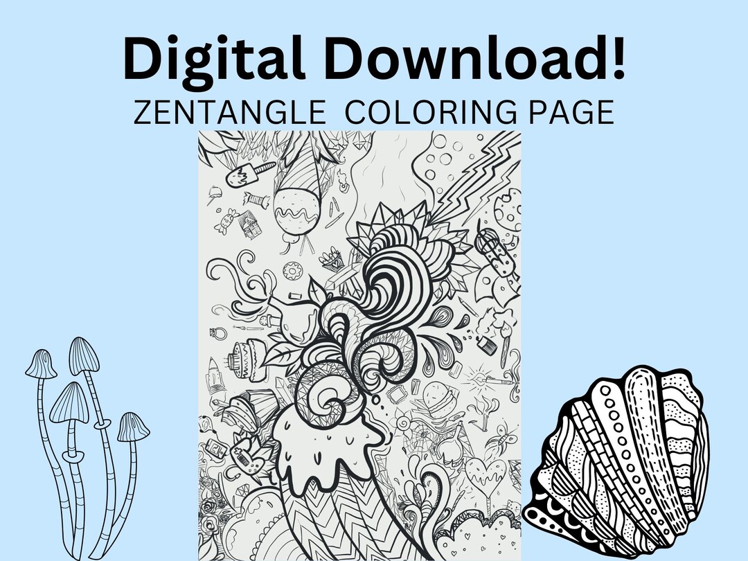 DIGITAL Zentangle Coloring Page - Etsy