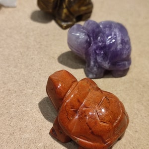 Turtle Figurine Stone 35mm, Stone Crystal Turtle, Amethyst Aventurine ...