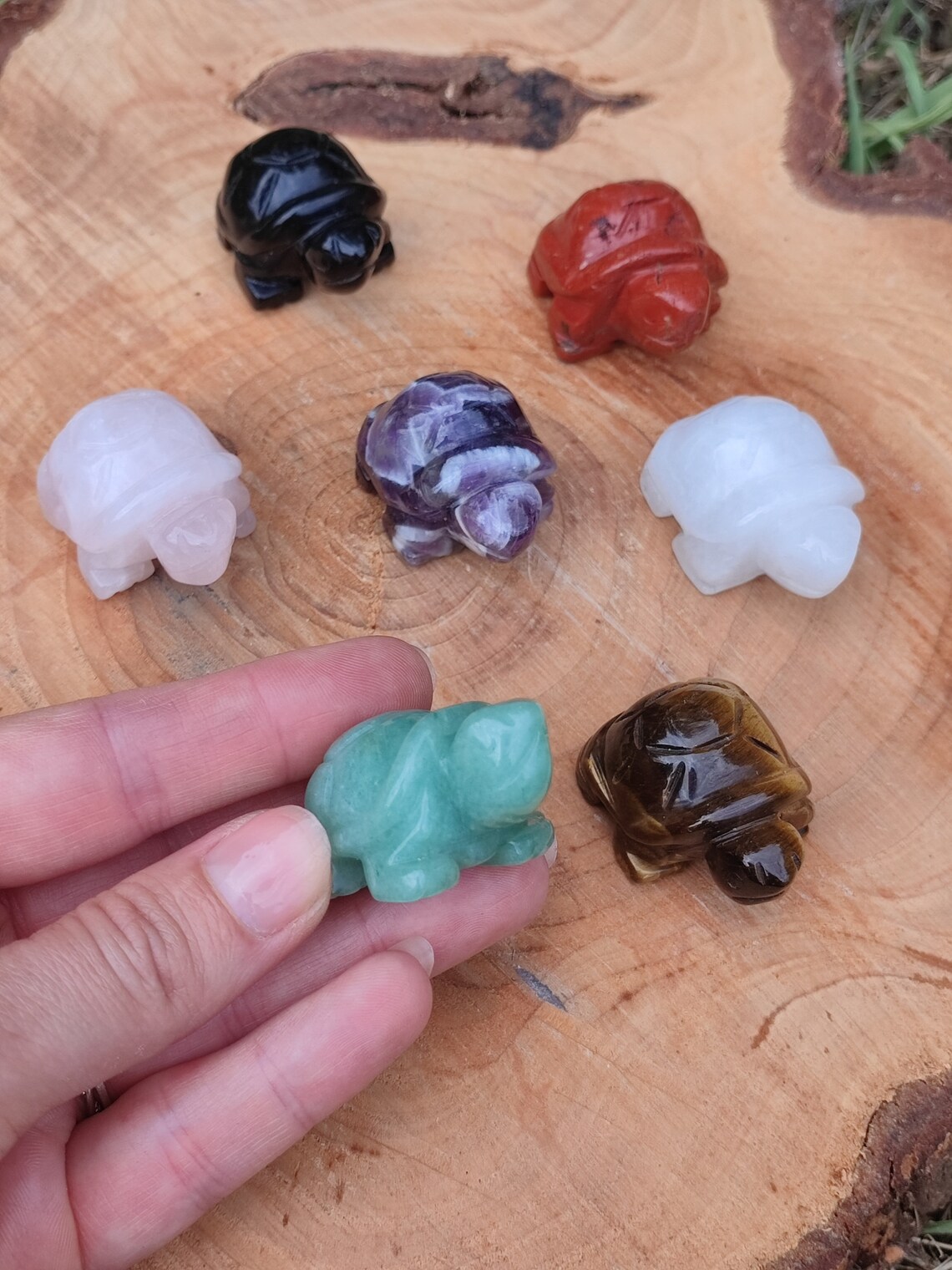 Turtle Figurine Stone 35mm, Stone Crystal Turtle, Amethyst Aventurine ...