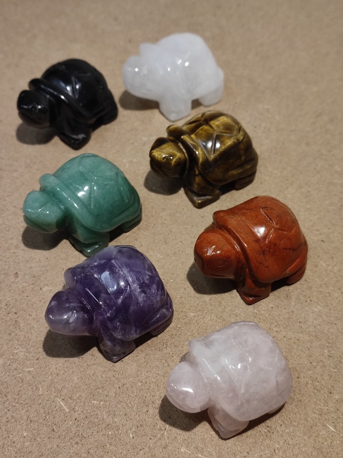 Turtle Figurine Stone 35mm, Stone Crystal Turtle, Amethyst Aventurine ...