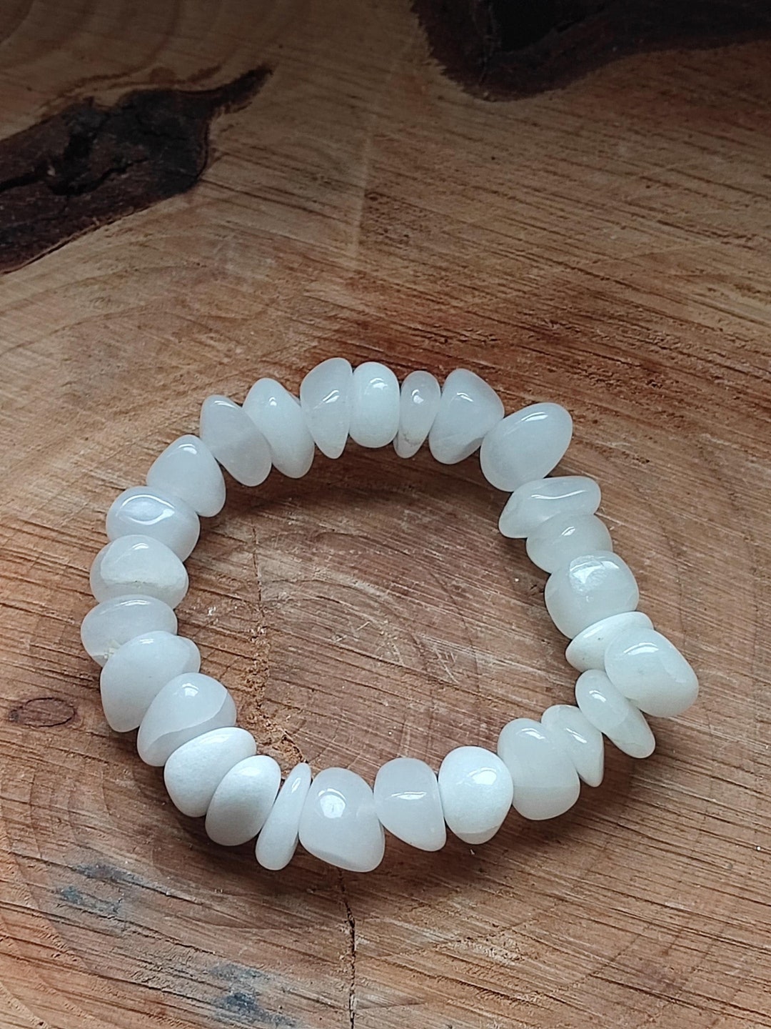 Milky or Phantom Quartz Bracelet, Irregular Drilled Natural Stone ...